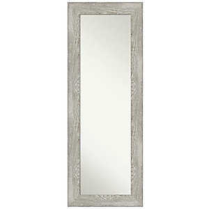 Amanti Art Grey Full Length Mirror for Door, 54x20 Dove Greywash Tall Wall Mirror Full Length, Mounted to Door or Closet Wall with no Visible Brackets, Rustic Farmhouse Frame, Bedroom Decor from WI