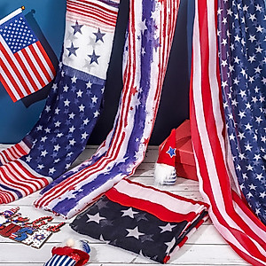 Clysee 4 Pcs Independence Day American Flag Scarf Patriotic Scarf for Women Blue Red White USA Flag Wrap Soft 4th of July Shawl for Gifts