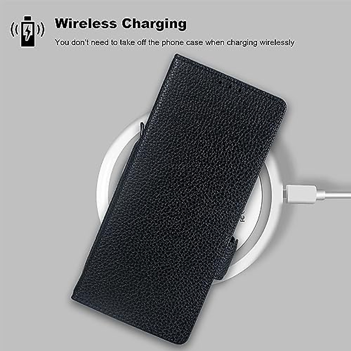 KUGEW for Samsung Galaxy Z Fold 5 Case with S Pen Holder & Camera Cover, Luxury Leather Wallet Phone Cover Built-in S Pen Slot Kickstand Function Card Holder Hinge Protection Shockproof (Black)