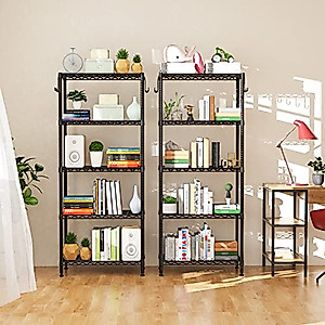 LEHOM 5-Tier Metal Storage Shelves Wire Shelving Unit Storage with Adjustable Leveling Feet for Laundry Bathroom Kitchen,Steel Organizer Wire Rack 220 LBS Capacity(23.63" L×13.78" W×59.1" H)