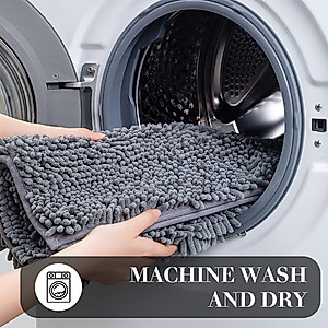 SONORO KATE Bathroom Rug,Non-Slip Bath Mat,Soft Cozy Shaggy Durable Thick Bath Rugs for Bathroom,Easier to Dry, Plush Rugs for Bathtubs, Rain Showers and Under The Sink (Dark Grey, 32"×20")