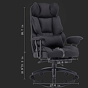 Efomao Desk Office Chair Big High Back Chair Fabric Computer Chair Managerial Executive Swivel Chair with Lumbar Support (Green) (Black)
