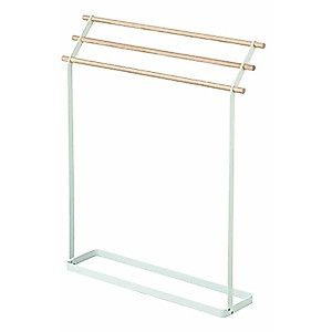 Stainless Steel & Wood Free Standing Drying Towel Rack in White Finish