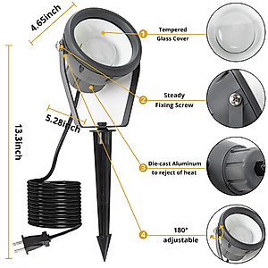UME 7.5W Smart RGB Color Changing Christmas Lighting LED 120v AC Landscape Lights with APP Control, 400Lumens Bluetooth IP65 Waterproof, Path Lights for Garden Yard Pool Patio Flag Outdoor Spotlights