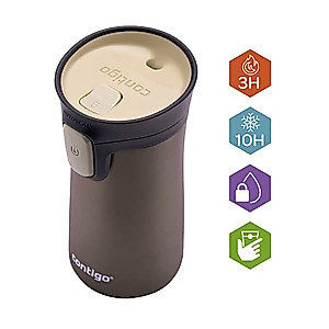 Contigo Pinnacle Autoseal Travel Mug, Stainless Steel Thermal Mug, Vacuum Flask, Leakproof Tumbler, Coffee Mug with BPA Free Easy-Clean Lid, 300 ml, Tans Matte