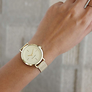 Nine West Women's NW/2146CHGP Gold-Tone Mesh Bracelet Watch