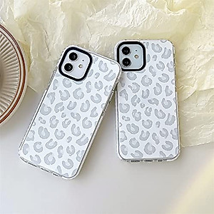 White Leopard Light Gray Soft Phone Case for Apple iPhone 12 Pro Built-in Bumper Women Cute Stylish Cover for iPhone 12 & 12Pro 6.1"