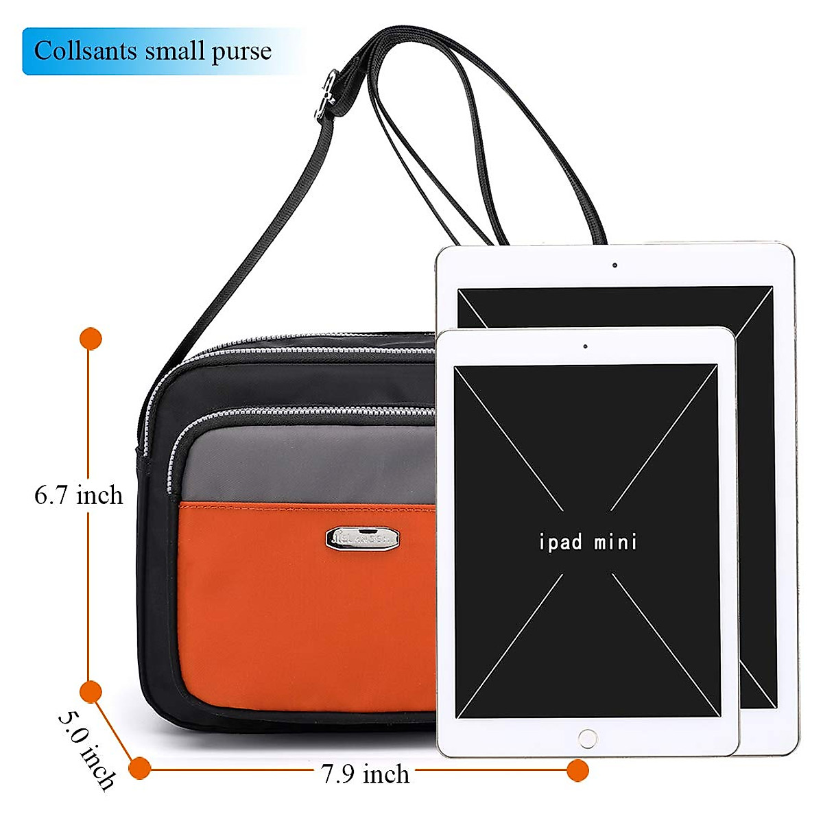 Collsants Small Crossbody Bag for Women Purses and Handbags Nylon Shoulder Bag Travel Purse Multi Zipper Pockets