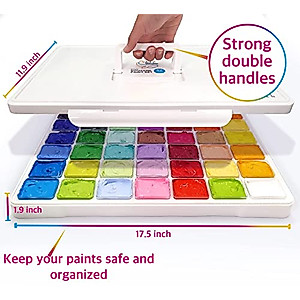 Art Whale Gouache Paint Set 42 Colors 50 ml, 1.7 fl oz Cups With Lids in a Carrying Case Water-Based Paint Set for Painting on Canvas, Paper, Wood - Art Supplies For Adults, Students, and Kids
