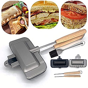 Breakfast Sandwich Maker Hot Dog Toaster Small Egg Panini Presses Grill Pan Non Stick Skillets Pancake Pan Removable Handle Cookware for Breakfast Pancakes, Omelets, Frittatas, and Toast