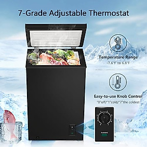 R.W.FLAME Chest Freezer 2.8 Cubic Feet, Small Deep Freezer with Basket, Adjustable Temperature, Energy Saving, Top open Door Mini Compact Freezer