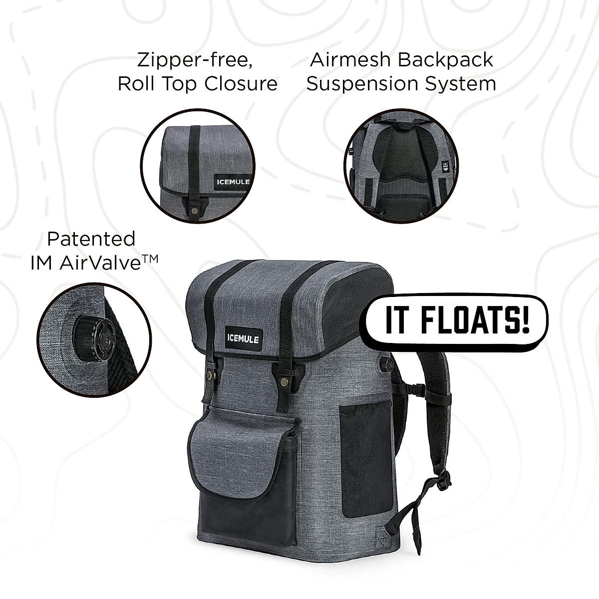 ICEMULE Urbano Backpack Cooler – Padded Straps, 100% Waterproof, 24+ Hours Cooling, Soft Sided Cooler for Hiking, Camping & Picnics, 30 Liter, Fits 20 Cans + Ice, Snow Grey