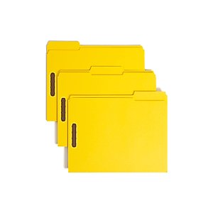 Smead Fastener File Folder, 2 Fasteners, Reinforced 1/3-Cut Tab, Letter Size, Yellow, 50 per Box (12940)