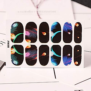 SILPECWEE 6 Sheets Starry Sky Galaxy Nail Polish Strips Self Adhesive Nail Wraps Nail Polish Stickers for Women Nail Art Stick on Nails with 1pc Nail File