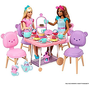 Barbie Tea Party Playset for Preschoolers, My First Tea Party Playset and Accessories, Preschool Toys and Gifts, Tea Party with 18 Storytelling Pieces, Two Plush Items, from 3 Years, HMM65