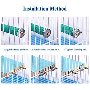 Mogoko 4 Pcs Bird Paw Grinding Perches Kit, Wooden Parrot Nail Grinding Stick and Rope Swing Toys for Parakeets Cockatiels, Conures, Macaws, Love Birds, Finches