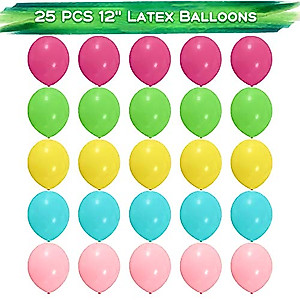 Hawaiian Luau Party Decorations 82Pcs, Tropical Party Balloons, Palm Leaves, Flower Banner, Hibiscus Flowers, Pineapple, for Summer Party Supplies Beach Party Wedding Birthday Party For Adult & Kid