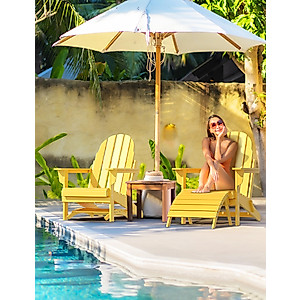 BUPPLEE Folding Adirondack Ottoman for Adirondack Chair, HDPE All Weather Outdoor Footrest Poly Lumber Adirondack Footstool for Patio, Backyard, Garden, Easily Storage - Yellow