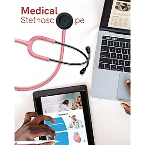 FriCARE Lightweight Stethoscope - Stethoscopes for Nurse Medical Nursing Students - Classic Home Health Diagnostic Kit, StethoMedic Essentials, Lifetime Warranty & FSA HSA Eligible (Pearl Pink)