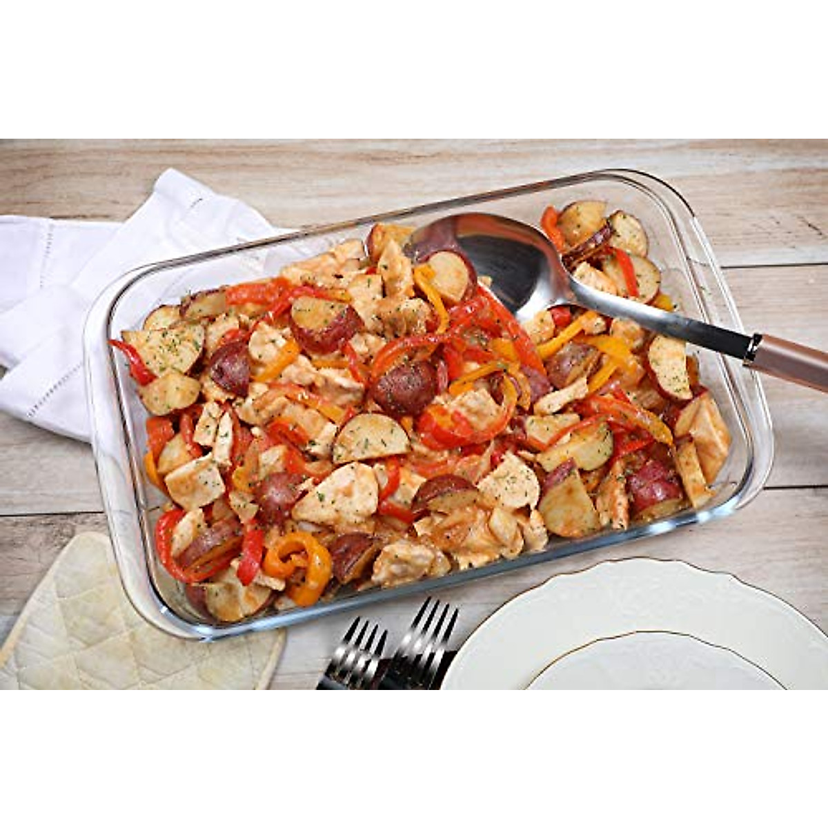 Bovado USA 9" x 13" Inch Glass Oven Baking Dish | High-Grade Borosilicate Glass | 3 Qt Capacity | Nonstick, Dishwasher Safe, Freezer-to-Oven Casserole Pan | No Lid