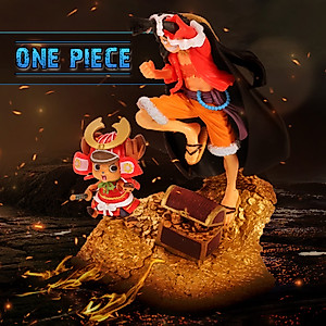 KEFULDA One Piece Luffy Action Figure Set with Flag for Anime Fans