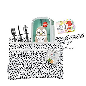 BapronBaby Organic Dot Wet Dry Bag - Waterproof Two Zipper Pockets - Reusable for Mealtime, Diapers, Stroller, Snacks, Swimsuits - Machine Washable - 11" x 9"