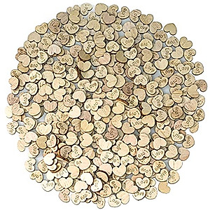 Lystaii 400pcs Rustic Wooden Love Heart Wedding Table Scatter Decoration Valentines’ Day Engraved Natural Wood Heart Table Confetti Children's DIY for Crafts Wedding Engagement Baby Shower Party
