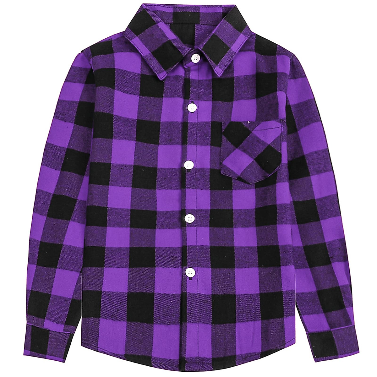 SANGTREE Womens Flannel Shirt, Casual Plaid Tops Long Sleeve Button Down Shirt for Women Buffalo Purple, Medium