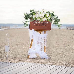 HiiARug Artificial Peony Flower Swag, 31 Inch Decorative Swag with Peonies Hydrangeas Eucalyptus Leaves for Home Room Garden Lintel Wedding Arch Party Decor (White, 31")