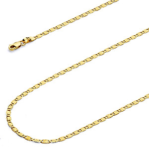 14k REAL Yellow Gold Solid 2mm Star Diamond Cut Chain Necklace with Lobster Claw Clasp - 18"