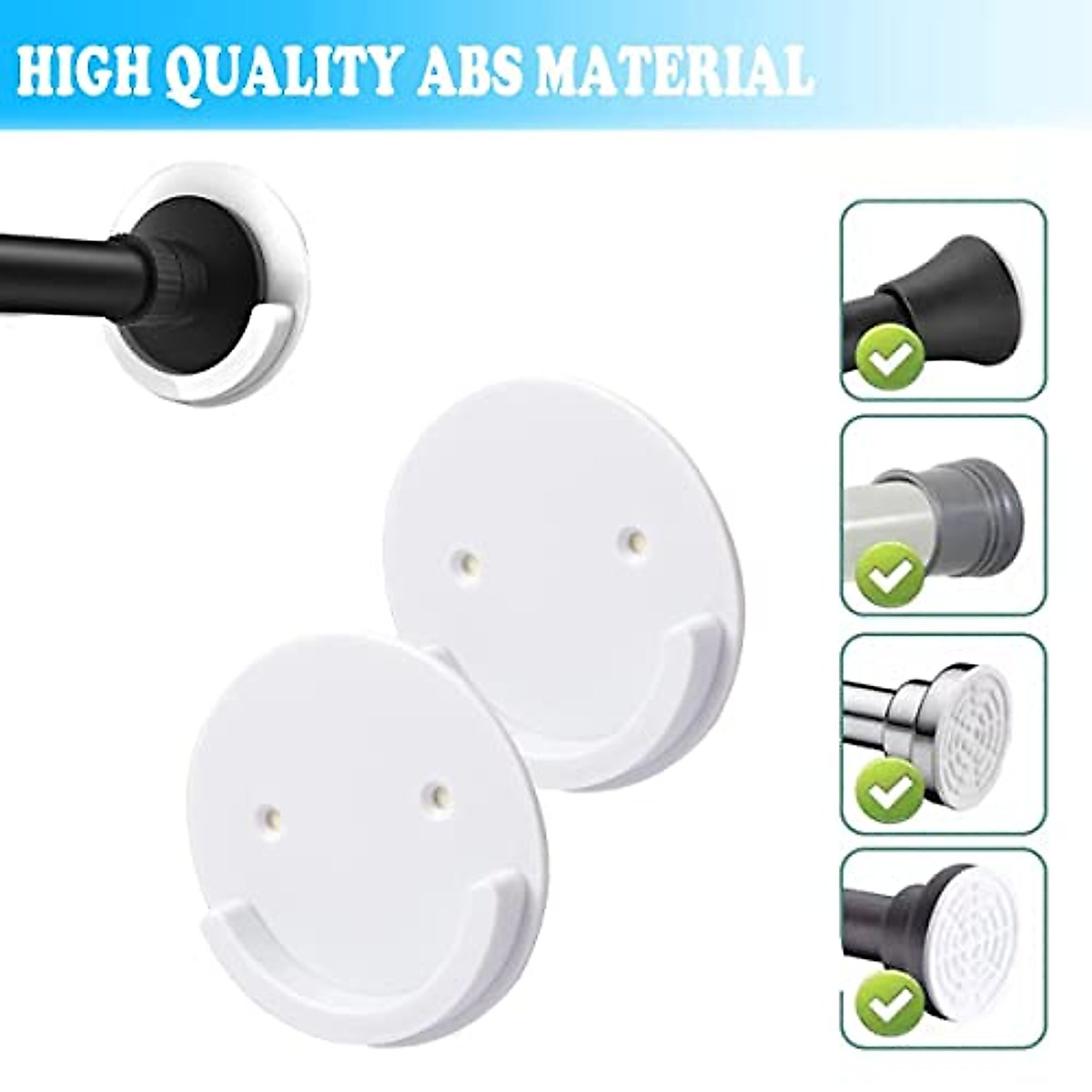 2 Pack Shower Curtain Rod Holder Universal Acrylic 3M Adhesive Wall Mount Bracket ,Shower Curtain Rod Mount Retainer for Wall(Shower Rod Not Included) For Bathroom