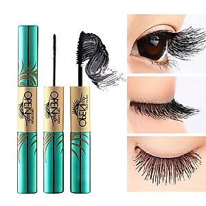 GECOMO Mascara Black Volume and Length with 2 in 1 Mascara Wand, 4D Silk Fiber Lash Mascara Waterproof, No Smudging, No Clumping, No Flaking, Thick & Black, Best Mascara for Women