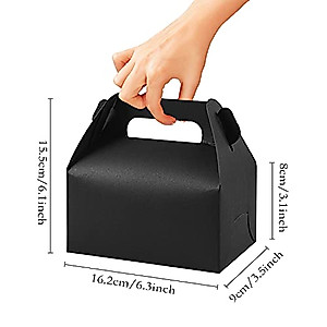 Lainrrew 30 Pcs Gable Candy Treat Boxes, Small Goodie Boxes Christmas Party Favor Boxes Kraft Paper Gift Box for Christmas Party Decorations Birthday Party Favors (Black)