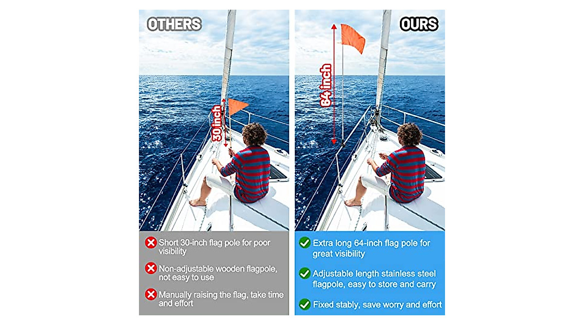 Adjustable Orange Boat Flag - Enhance Safety on Water