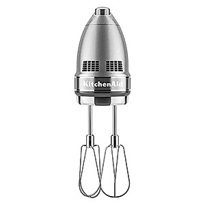 KitchenAid 9-Speed Digital Hand Mixer with Turbo Beater II Accessories and Pro Whisk - Contour Silver