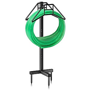 Surprizo Heavy Duty Metal Hose Storage Rack, Black, Sturdy & Waterproof, Freestanding, 45" Total Height, Easy to Install and Move