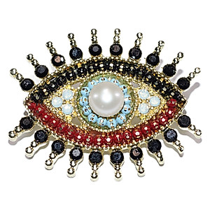 Lucky Charm Evil Eye Aojo Brooch Pin for Women Fully-Jewelled with Freshwater Pearl& Rhinestone Crystal for Wedding Party Prom Gift Necklace Dual Use Lapel Pin Accessories for Shawl Scarf Buckle