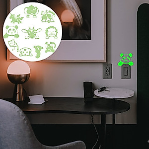Amosfun 10pcs Luminous Light Switch Decals Glow in The Dark Cartoon Animal Wall Switch Sticker Light Switch Decor Wall Art Mural Paster for Nursery Decor Green Random Style