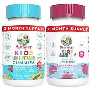 MaryRuth's Kids Multivitamin Gummies + Kids Magnesium Calm Gummies Bundle | 2 Month Supply | Sugar Free | Kids Immune Support & Development | Kids Muscle, Nerve & Gut Health | 60 Count