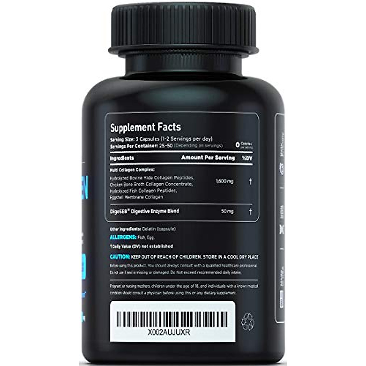 Vital Vitamins Multi Collagen Complex - Type I, II, III, V, X, Grass Fed, Non-GMO, 150 Capsules