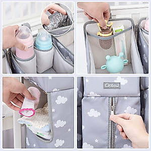 Orzbow 3-in-1 Hanging Diaper Organization Storage for Baby Essentials | Nursery Organizer and Baby Diaper Caddy | Hang on Crib, Changing Table or Wall, Gray