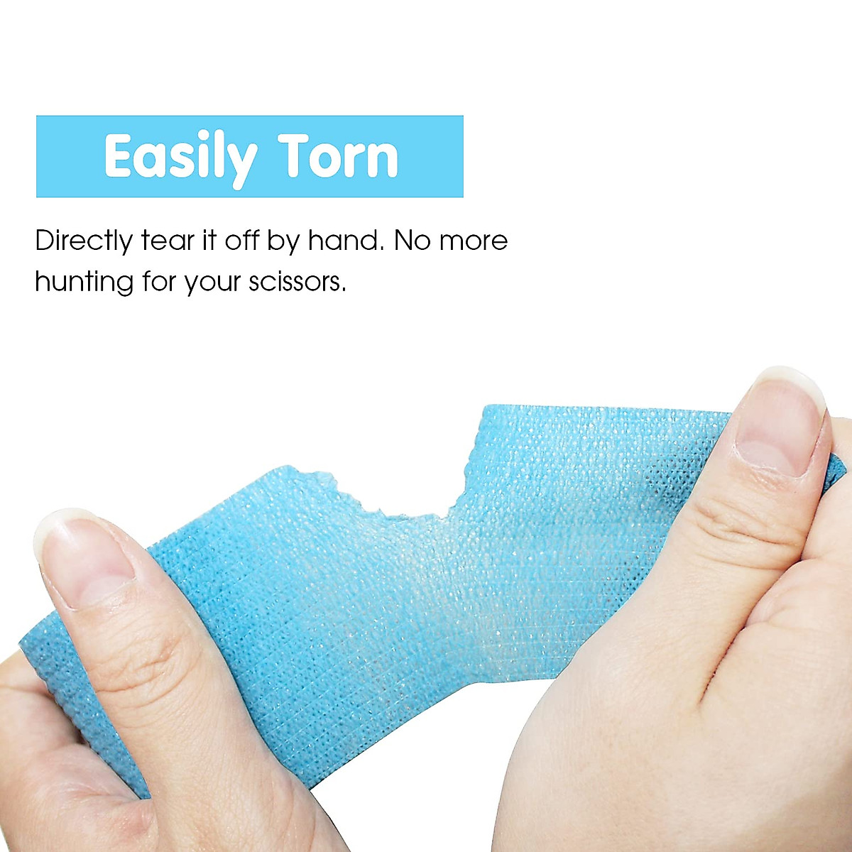 COMOmed Self Adherent Cohesive Bandage Latex 4"x5 Yards First Aid Bandages Stretch Sport Wrap Athletic Tape for Wrist Ankle Sprain and Swelling,Light Blue(12 rolls