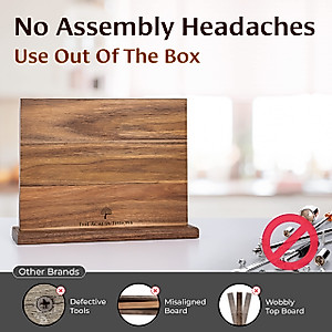 4-PC Magnetic Knife Block Set – Acacia Wood Magnetic Knife Holder Stand with Sharpener, Knife Tips & Finger Guard in Gift Box – Double Sided Magnetic Knife Stand – Pre-Assembled by MODERKNITE [2023]