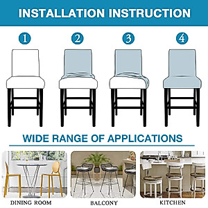 Flamingo P Stool Covers Bar Chair Seat Cover Counter Slipcovers with Backs Removable Washable for Home Set of 4, Gray