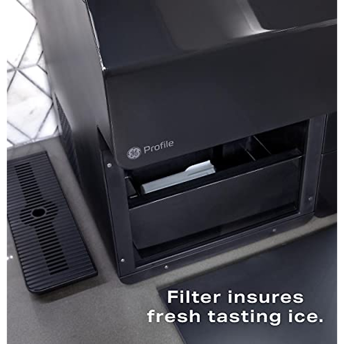GE Profile Opal Ice Dispenser | Countertop Nugget Ice Maker with Ice Dispenser & 1-Gallon Side Tank | Ice Machine with WiFi Connectivity | Smart Home Kitchen Essentials | Satin Black