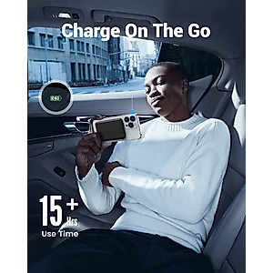 Wireless Power Bank, Yiisonger Slim 10000mAh Magnetic Portable Charger 22.5W PD Fast Charging, Mini Mag-Safe Battery Pack QC3.0 LED Display USB-C Compatible with iPhone 14&13/ Pro Max/Pro/Mini (Black)