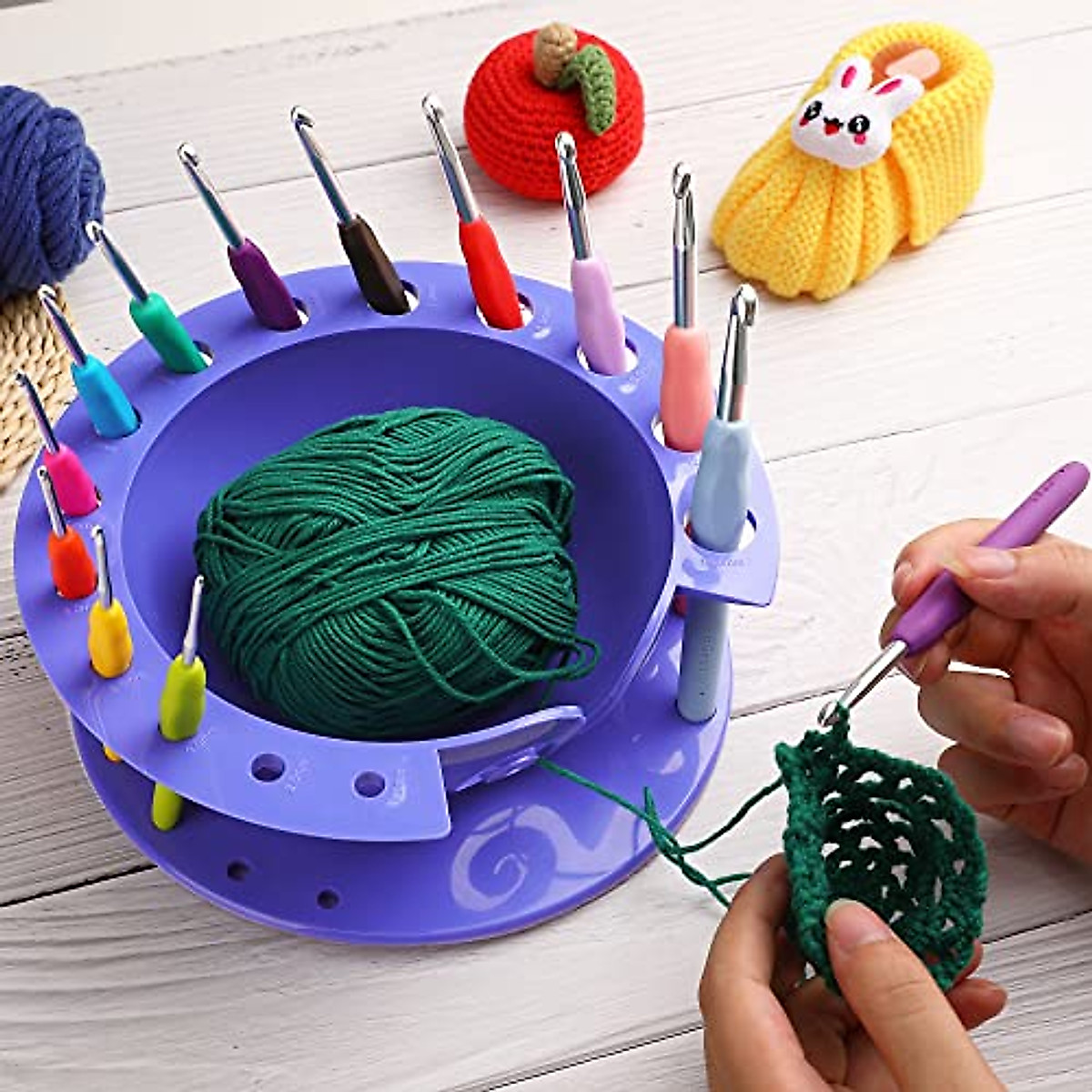 KOKNIT Yarn Bowl - PlasticYarn Bowls for Crocheting with Holes, Preventing Slipping and Tangles, Knitting Bowl Mothers Day Gift for Knitting Lovers