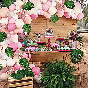 132Pcs Pink Balloons Arch Garland Kit, Blush Peach Pastel Orange Tropical Flamingo Balloons for Girls Wedding Birthday Baby Shower Party Decorations