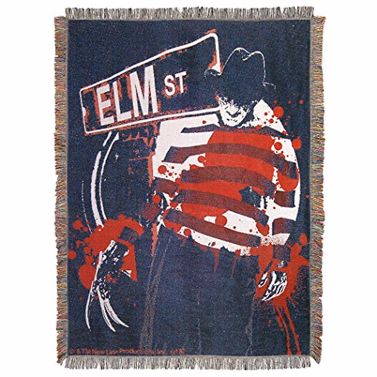Warner Brothers Nightmare on Elm Street, "On Elm Street" Woven Tapestry Throw Blanket, 48" x 60", Multi Color