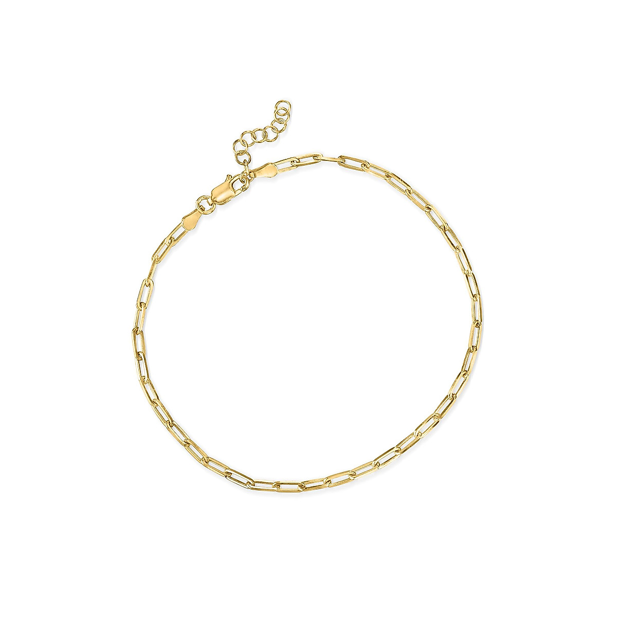 Ross-Simons Italian 18kt Gold Over Sterling Paper Clip Link Anklet. 9 inches